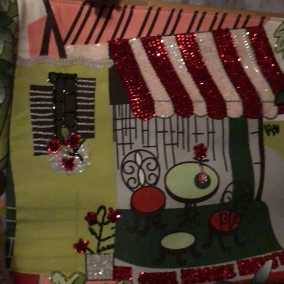 Bags | Brand New Sequin Cafe Scene Bag With Wood Handles | Poshmark